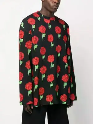 Versace Interlock Rose-print Oversized T-shirt