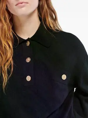 BARRIE Cashmere Polo Sweater - Black