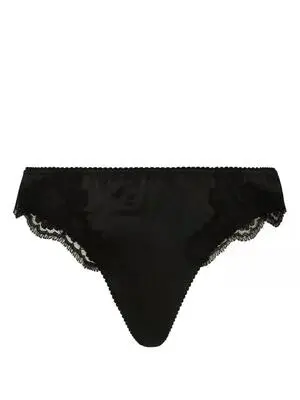 Dolce & Gabbana Lace-trim Satin Thong - Black
