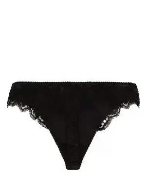 Dolce & Gabbana Lace-trim Satin Thong - Black