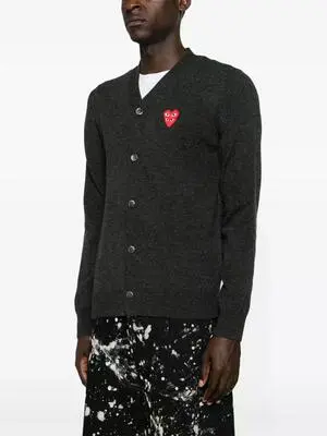 Play Comme Des Garcon Heart-patch Wool Cardigan