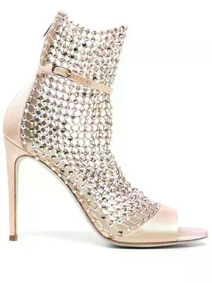 Rene Caovilla 105mm Crystal-embellished Mesh Sandals - Metallic