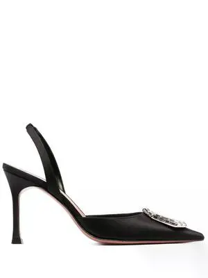 Amina Muaddi 90mm Camelia Slingback Pumps - Black