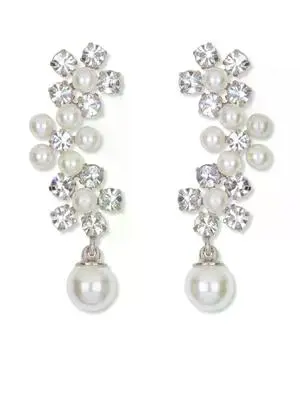 JENNIFER BEHR Zaya Drop Earrings With Pearls And Crystals - Silver