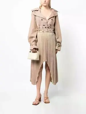 Rokh Asymmetric Pleated Midi Skirt