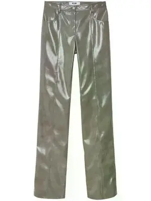 MSGM Glossy Finish Straight-leg Trousers - Grey