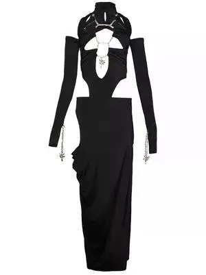 DI PETSA Stretch Dress With Chain Detail And Cut-outs - Black