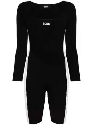 Gcds Logo-embroidered Ribbed Jumpsuit - Black