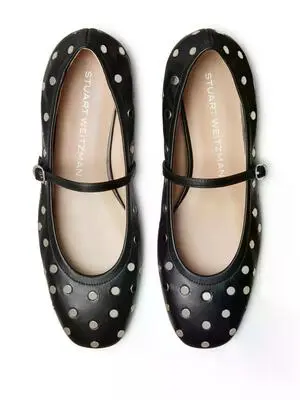 STUART WEITZMAN Studded Calf Leather Ballet Flats - Black