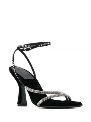 3JUIN Crystal Embellished Pointed Toe Ankle Strap Sandals
