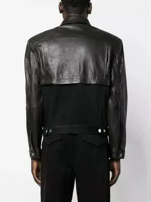 VTMNTS Contrasting Leather-block Denim Jacket