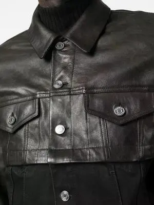 VTMNTS Contrasting Leather-block Denim Jacket