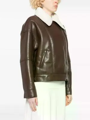 Simkhai Nyx Faux Leather Shearling Trim Jacket