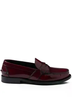 Prada Brushed Leather Loafers - Red