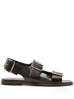 AeydĒ Buckled Leather Slingback Sandals - Brown