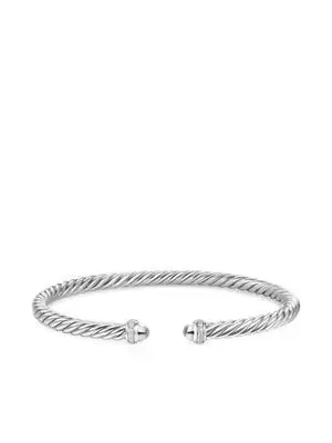 David Yurman Sterling And Diamond Cablespira® Open Cuff Bracelet