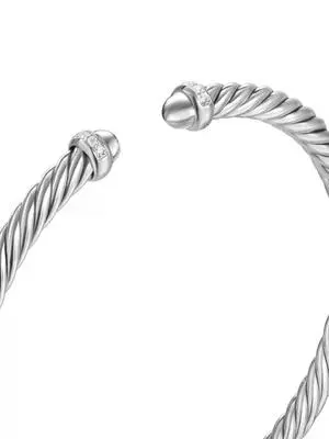 David Yurman Sterling And Diamond Cablespira® Open Cuff Bracelet