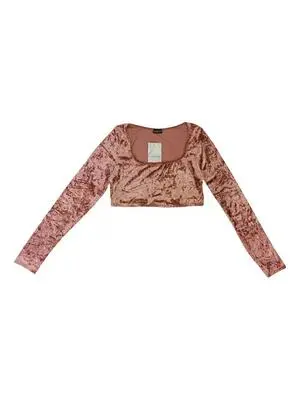 Callipygian Crushed Velvet Long Sleeve Cropped T-shirt