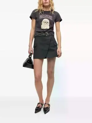 GANNI Belted Mini Skirt With Vertical Stripes