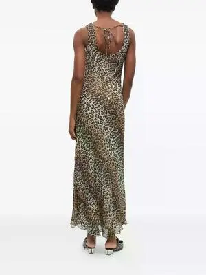 GANNI Leopard Print Maxi Dress - Neutrals