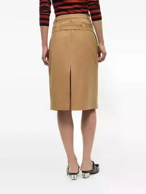 GANNI Belted Cotton Skirt In Archive Beige
