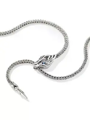 John Hardy Sterling Naga Lariat Necklace With Blue Sapphire