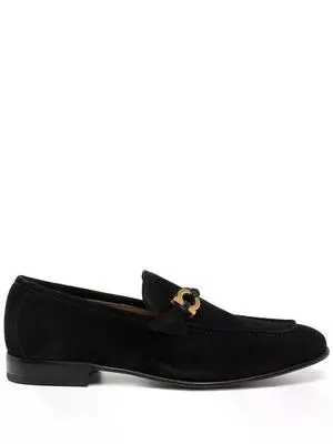 FERRAGAMO Lester Slip-on Suede Loafers With Gancini Buckle
