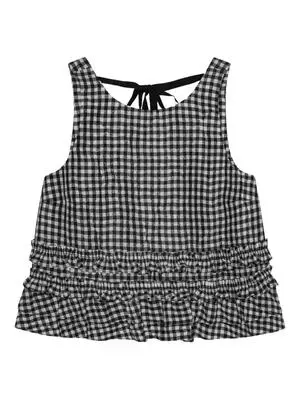 GANNI Check-print Ruffled Sleeveless Top