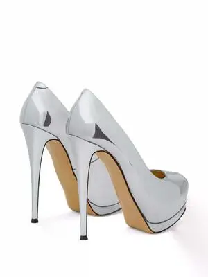 GIUSEPPE ZANOTTI Tone Leather Peep-toe Pumps - Silver