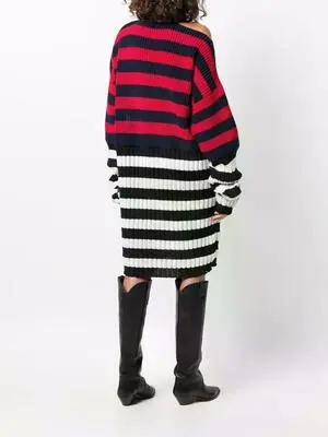 Balmain Ribbed-knit Striped Mini Dress - Red
