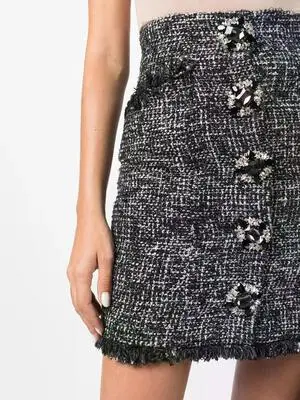 Philipp Plein Embellished Button-front Tweed Mini Skirt