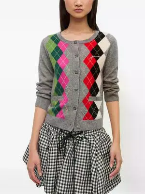 GANNI Argyle Pattern Cardigan - Grey