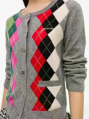 GANNI Argyle Pattern Cardigan - Grey