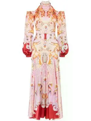TEMPERLEY LONDON Carline Print Cold Shoulder Dress
