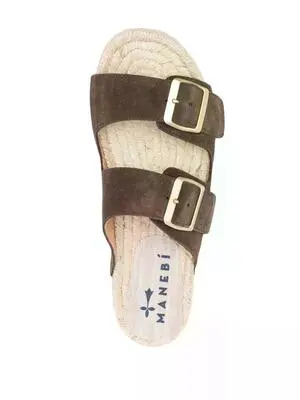 Manebí Double Buckle Flat Espadrilles - Brown