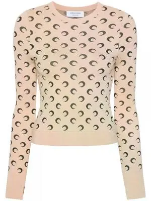 MARINE SERRE Crescent Moon Jacquard Jumper - Neutrals