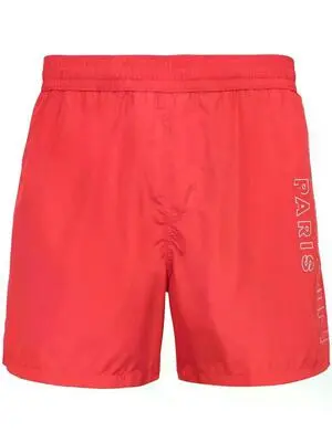 Balmain Metallic-logo Swim Shorts - Red