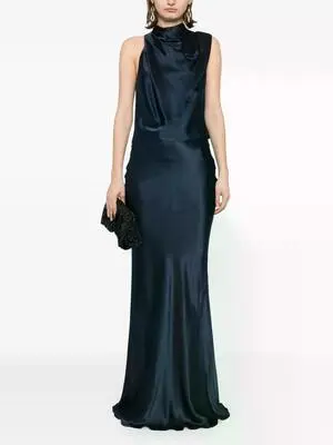 Michelle Mason Open Back Drape Top - Blue
