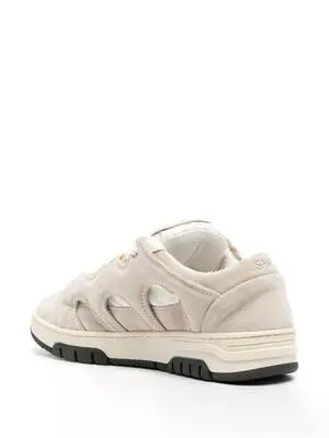 SANTHA Suede Panelled Lace-up Sneakers - Neutrals