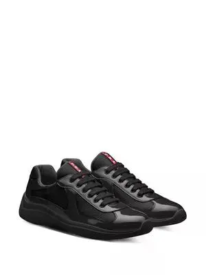 Prada America's Cup Patent Leather And Technical Fabric Sneakers - Black