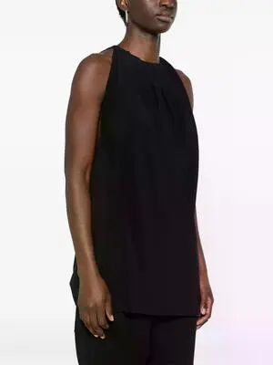 Rick Owens Gathered Georgette Crepe Tank Top - Black