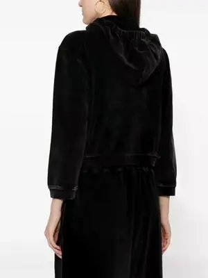 Alexander Wang Logo-appliqué Velour Zip Hoodie - Black