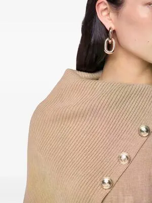 Rabanne Asymmetric Ribbed Sweater With Button Detailing