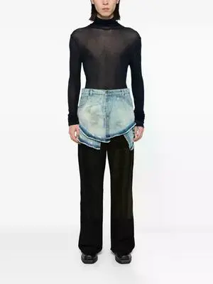 EGONLAB Layered Distressed Denim Skirt - Blue