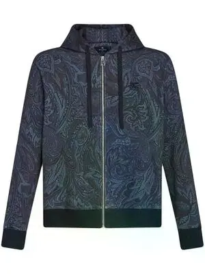 Etro Paisley-print Zip-up Cotton Hoodie - Blue