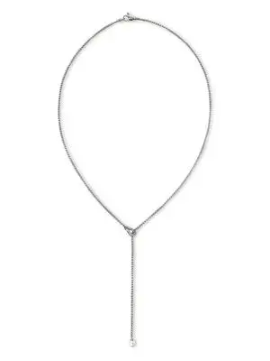 John Hardy Sterling And Diamond Lariat Necklace With Pearl - Silver