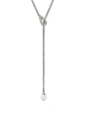 John Hardy Sterling And Diamond Lariat Necklace With Pearl
