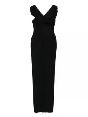 MONOT Off-the-shoulder Sheer Maxi Dress With Bow Detailing
