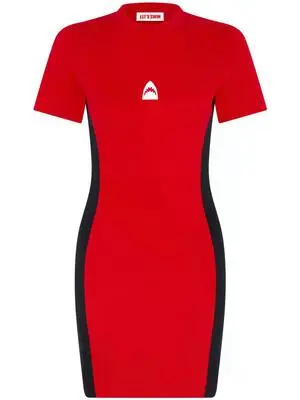 LET'S SWIM Shark Logo Bodycon Dress - Red