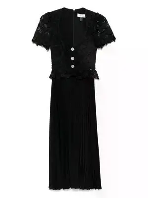 NISSA Lace-panelled Maxi Dress - Black